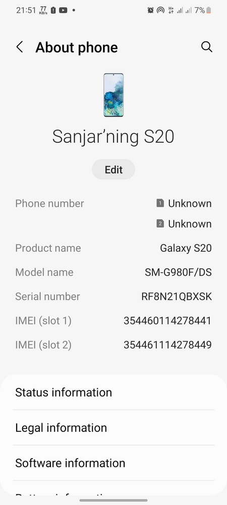 Samsung Galaxy S20  8/128