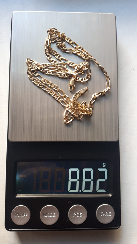 Цепочка золото, 8.82-грам, цена 55 у.е за грам,, длина 53-см.