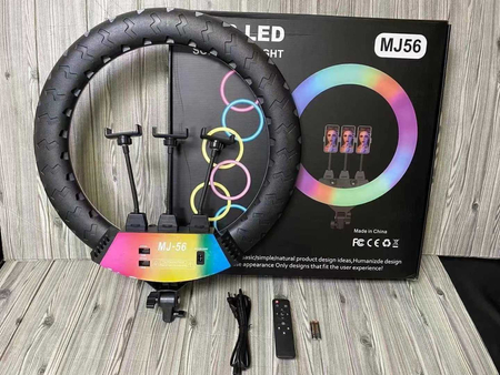 БЕПУЛ ДОСТАВКА! Кольцевая селфи лампа RGB MJ56 (56см), Штатив