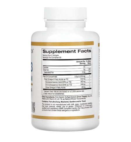 California Gold Nutrition Omega-3 Premium fish oil 100 fish gelatin