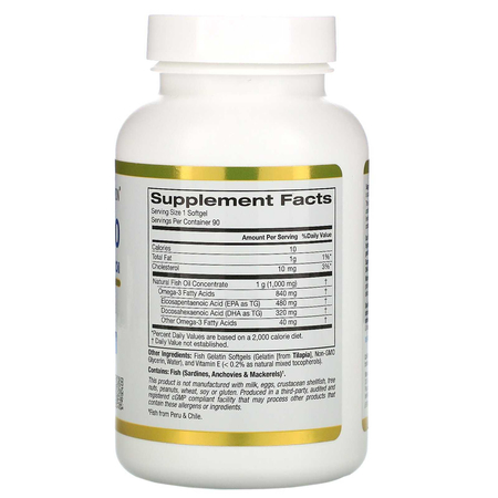 Омега 800, Рыбий жир, California Gold Nutrition, 1 000 мг, 90 капсул