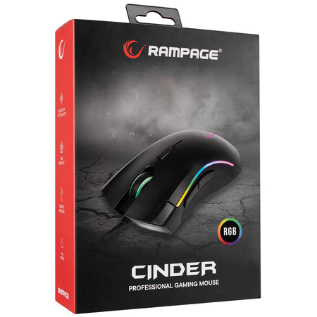 Игровая мышь с подсветкой Rampage SMX-R125 CINDER Black RGB Gaming