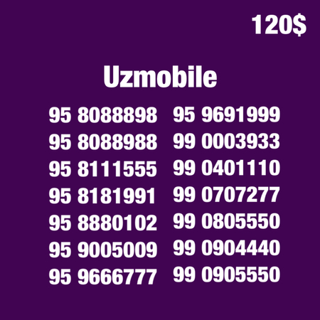 Uzmobile gold chiroyli raqamlari/ Красивые золотые номера Узмобайл