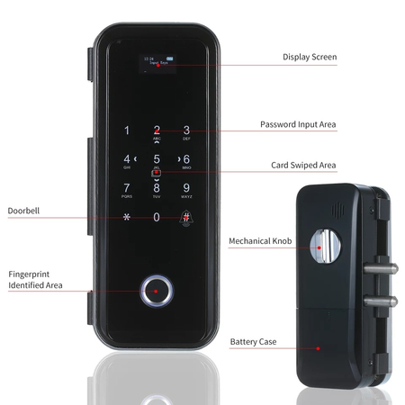 Биометрический замок для стеклянных дверей. Lock for glass doors