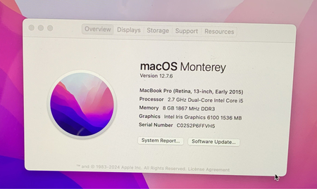 Macbook 13 256/8 2015