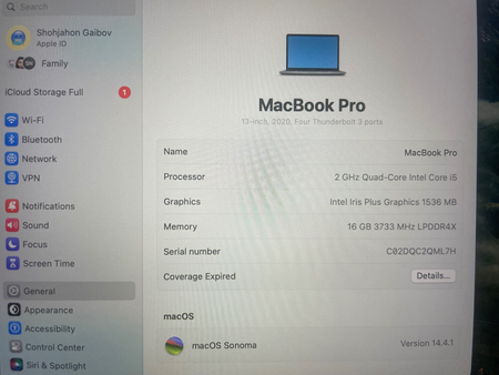 MacBook Pro 2020 - Поврежденный экран
