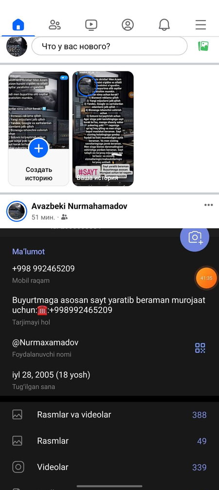 Sayt yaratib berish xizmati