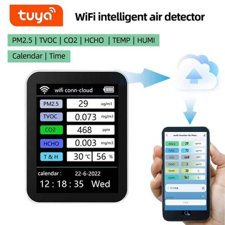 Анализатор качества воздуха CO2/HCHO/TVOC/RH/Temp c Bluetooth