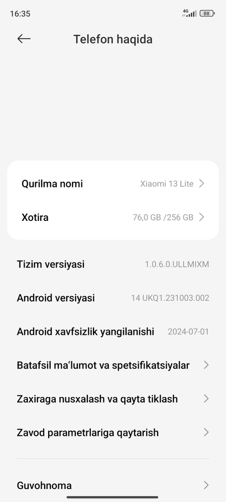 Xiomi 13 laite 8\256