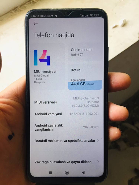 Redmi 9T sotiladi narxi 900 ming
