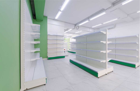 Продается оборудование для магазина, металлические стеллажи полки