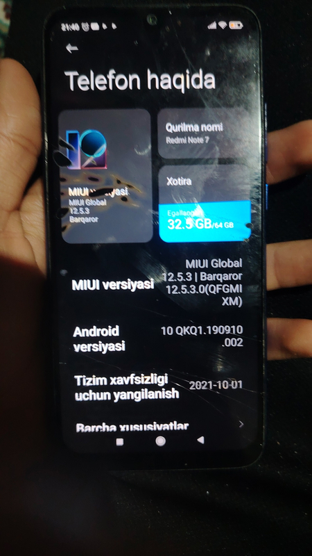 Redmi note 7 4/64 сотилади ёки обмен оперативка баландрогига