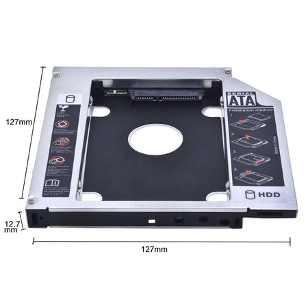 Переходник (салазки) для HDD/SSD вместо DVD RW (12.7 мм, ноутбук)