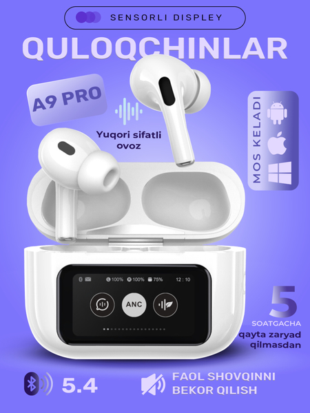 Sensor ekranli simsiz quloqchin bluetooth naushnik