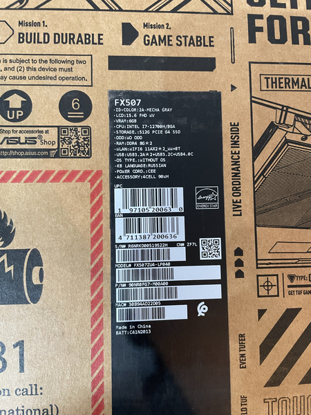 ASUS TUF GAMING F15 IntelCore i7 12700H/16GB/512GB/RTX4050/144Hz