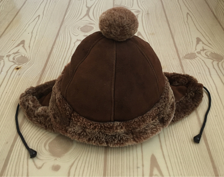 Шапка дубленка натур. цигейка мех, замш,теплая, на 5-10лет