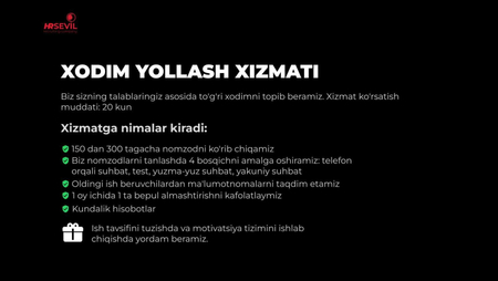 Xodim yollash bo'yicha xizmatlar