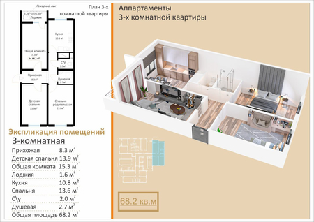.Продам 3комнатную новостройку 71м2 цена снижена раздельныйсанузелтоже