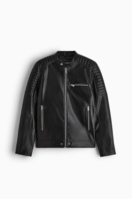 ZARA Мужская Кожаная Куртка New 52-размер (XL)