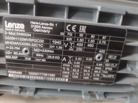 Lenze Германия мотор редуктор 1,5 кв пер.25/обо 60/двиг 1500 об/минут