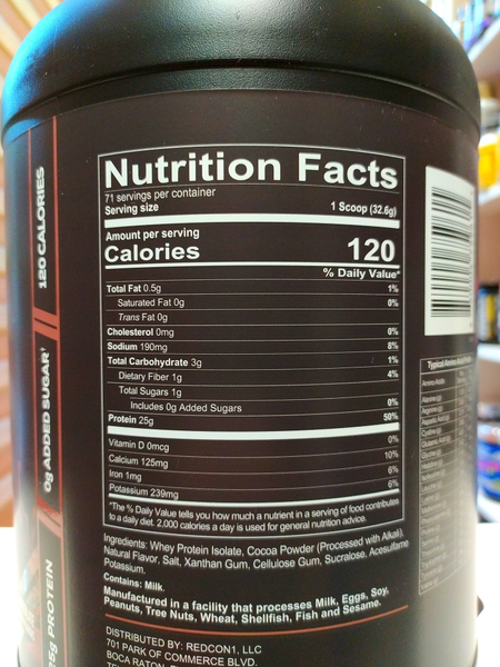 Whey Isolate от Redcon на каждую порцию 25 грамм сывороточного изолята