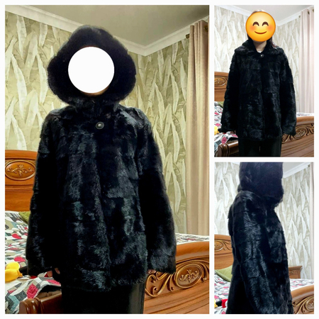 Норковая шуба с капюшоном.