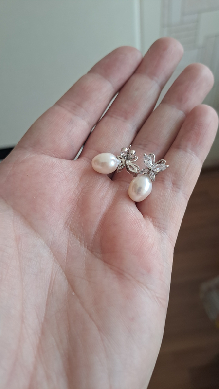 Серьги из серебра 925 пробы с натуральным жемчугом