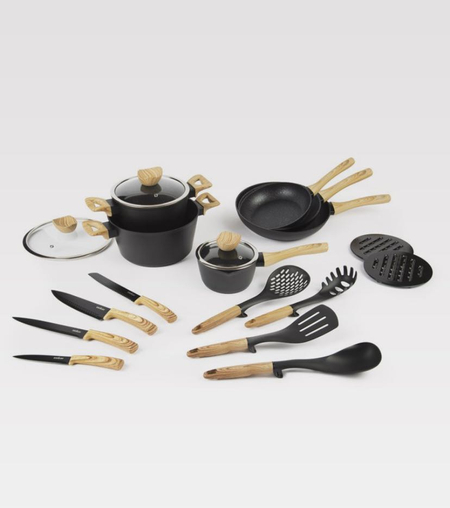 Excelsa - BLACK WOOD SET Черная кастрюля