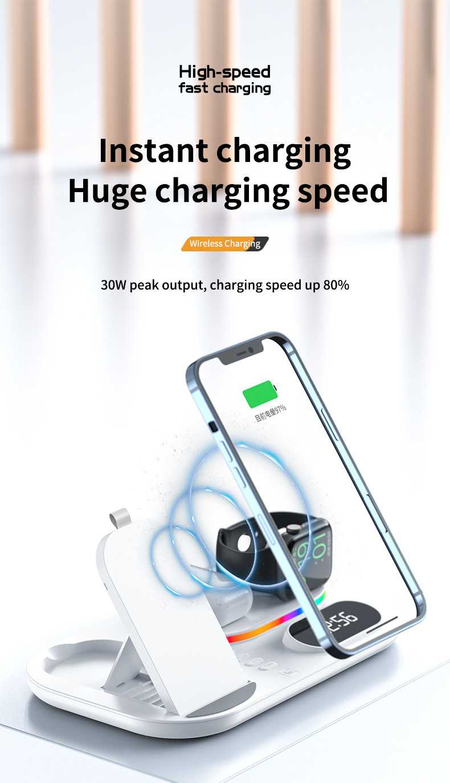 4 в 1 Док-станция беспроводной зарядка 30W для iPhone iWatch AirPods