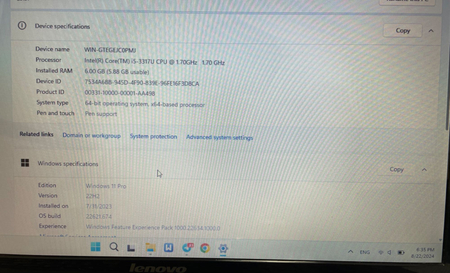Lenovo Noutbok holat f/b