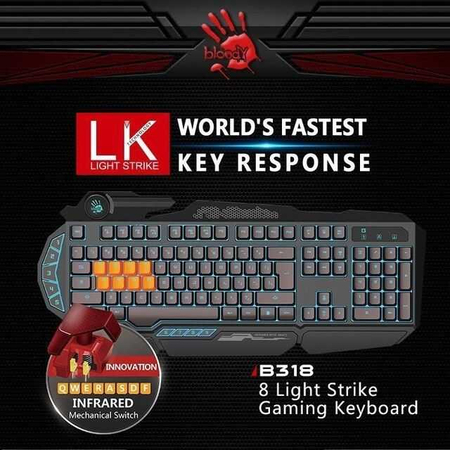 Bloody B318 Оптическая игровая клавиатура 8-LK.Eng/Ru раскладка