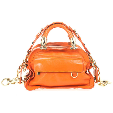 Versace Orange Leather Mini Satchel