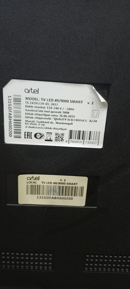 Artel  tv led 49/9000 smart v. 2