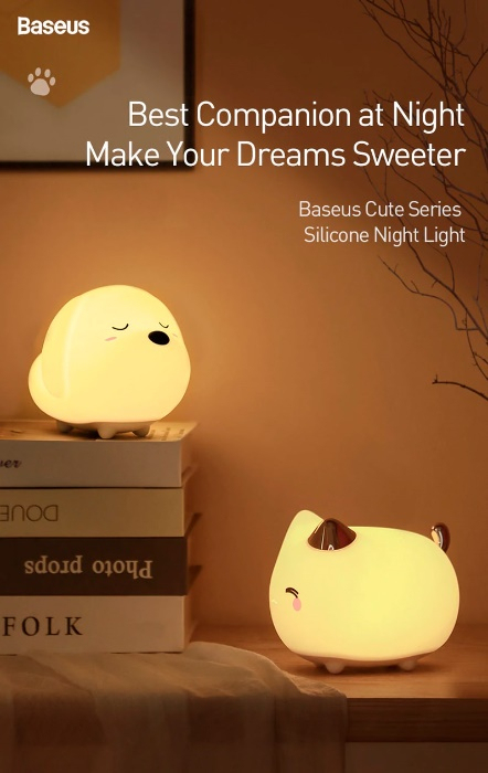 Ночной светильник Baseus Cute Series Silicone Night Light белый