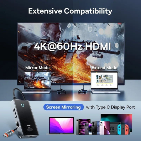 Baseus Hub Концентратор 8 в 1 Hdmi 4k 60 Герц