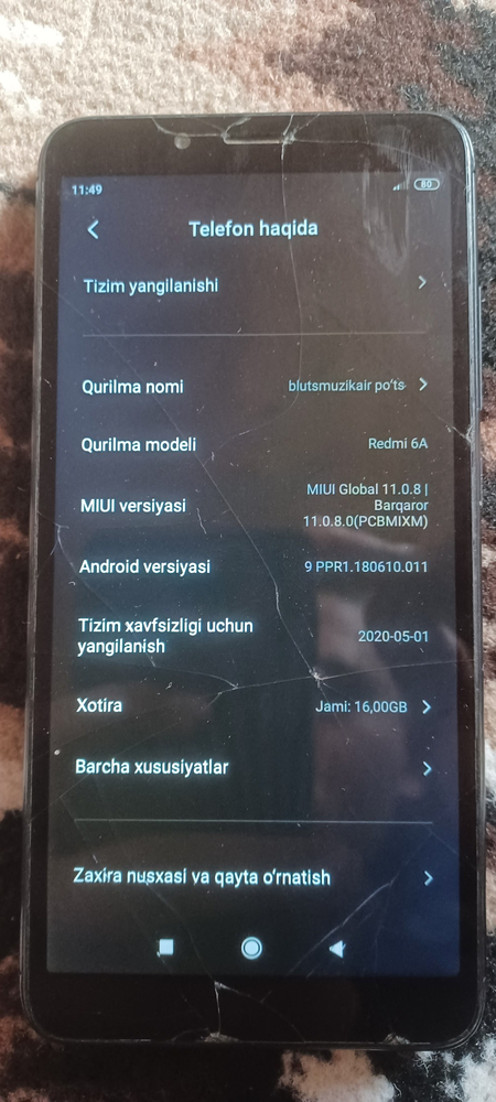 redmi 6 A kafolat beriladi.