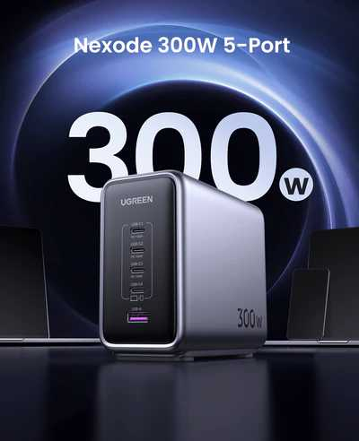 UGREEN Nexode 300W USB C GaN зарядное устройство-5 портов