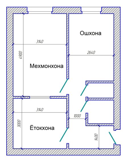 2 хонали квартира 4- этаж 50,7 кв.м  14 мкр янги дом