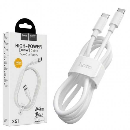 Кабель Hoco X51 High-Power 100W Type-C - Type-C 2m (белый)