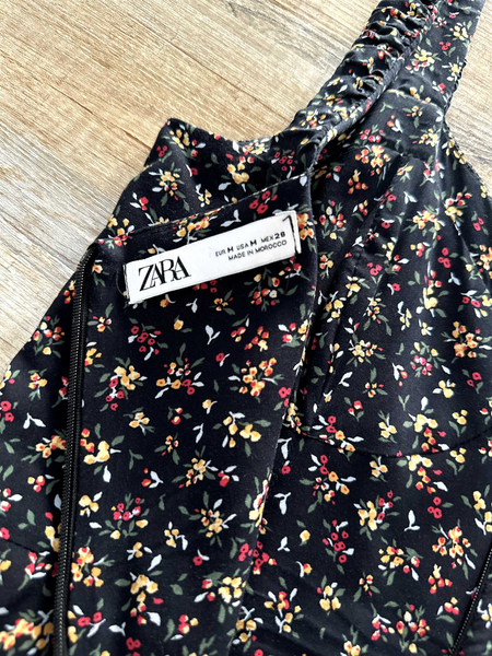 Сарафан черный в цветочек Zara, размер 46 (М)