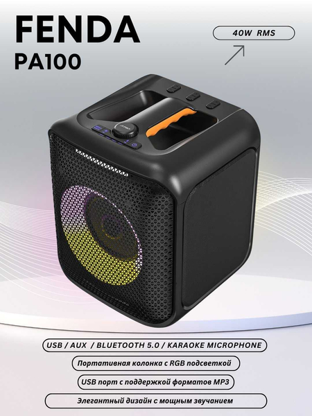 Портативная колонка с Bluetooth и беспроводным микрофоном Fenda PA100