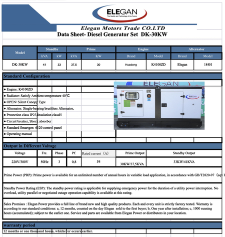Дизельный Генератор 37.5KVA (30кВт)