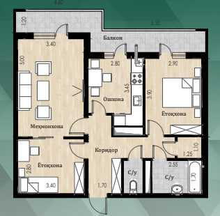 Акция! 3х комнатная квартира Яшнабадский район за 57,600$ (ДИ 195221)
