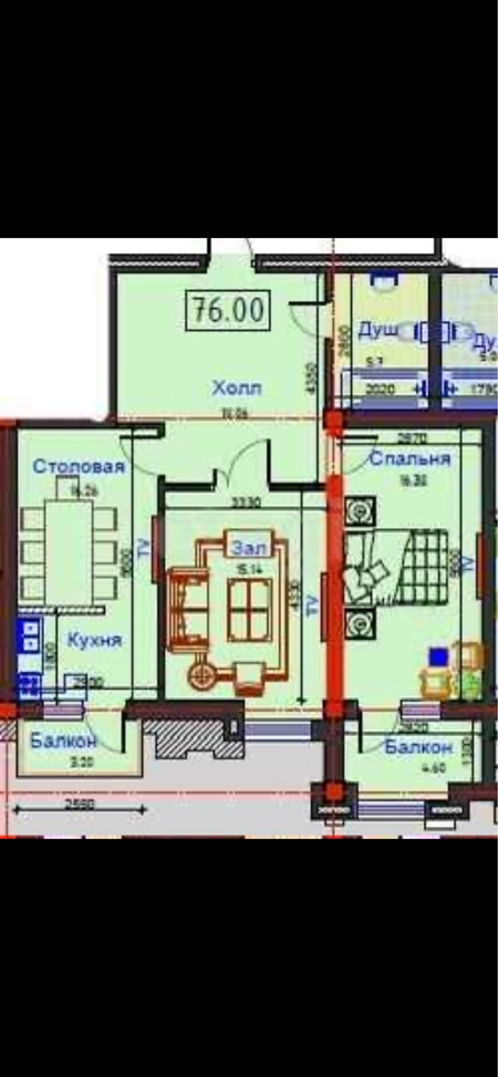 Продается квартира на 2-этаже 76м2 в престижном Ж/К Gagarina avenue