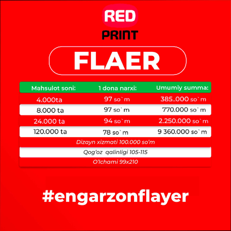 Aksiya! Flaer 97 so'mdan