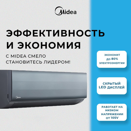 Кондиционер Midea Naomi 9|12|18|24|Inverter+Lovvoltage.стильный дизаин