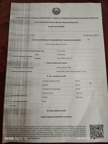 Qurilishi Tugallanmagan uchastka sotiladi