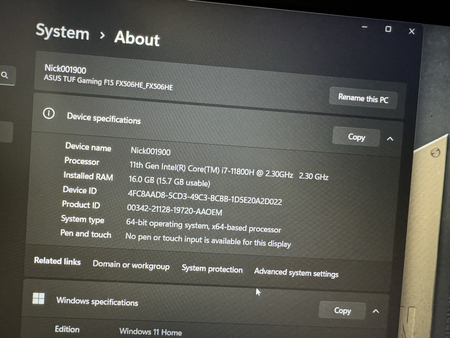 Продам notebook asus tuf f15