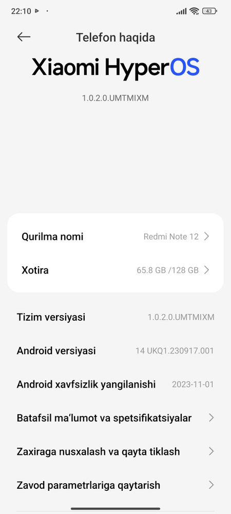 Redmi not 12 8 ga 128