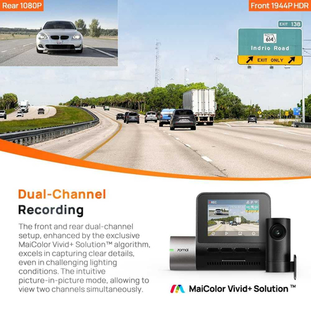 Xiaomi 70mai Dash Cam A510-1 Двухканальный Видеорегистратор